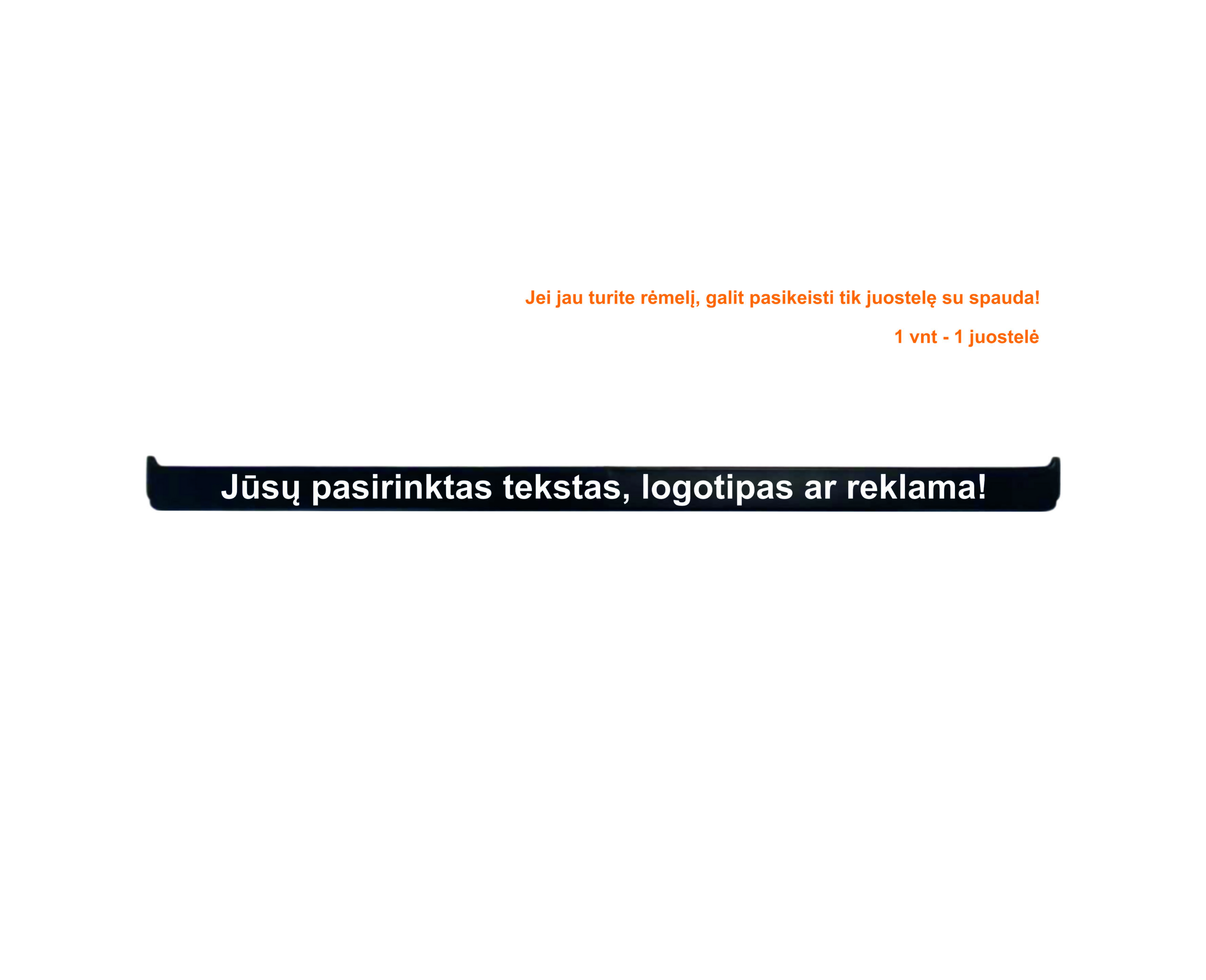 Juodų numerių rėmelių juostelė su tekstu - remeliainumeriams.lt